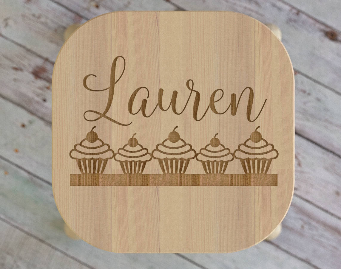 Cupcakes, Custom Kid's stool, Cupcake Birthday, Kids Gifts, Girls Baby ...